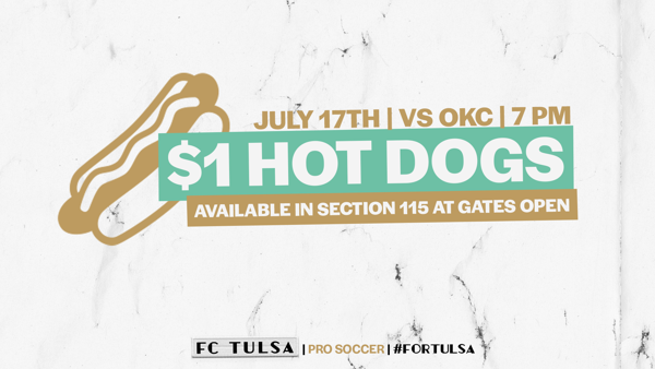 FC Tulsa to Host Dollar Hot Dog Night on Saturday at ONEOK Field - FC Tulsa